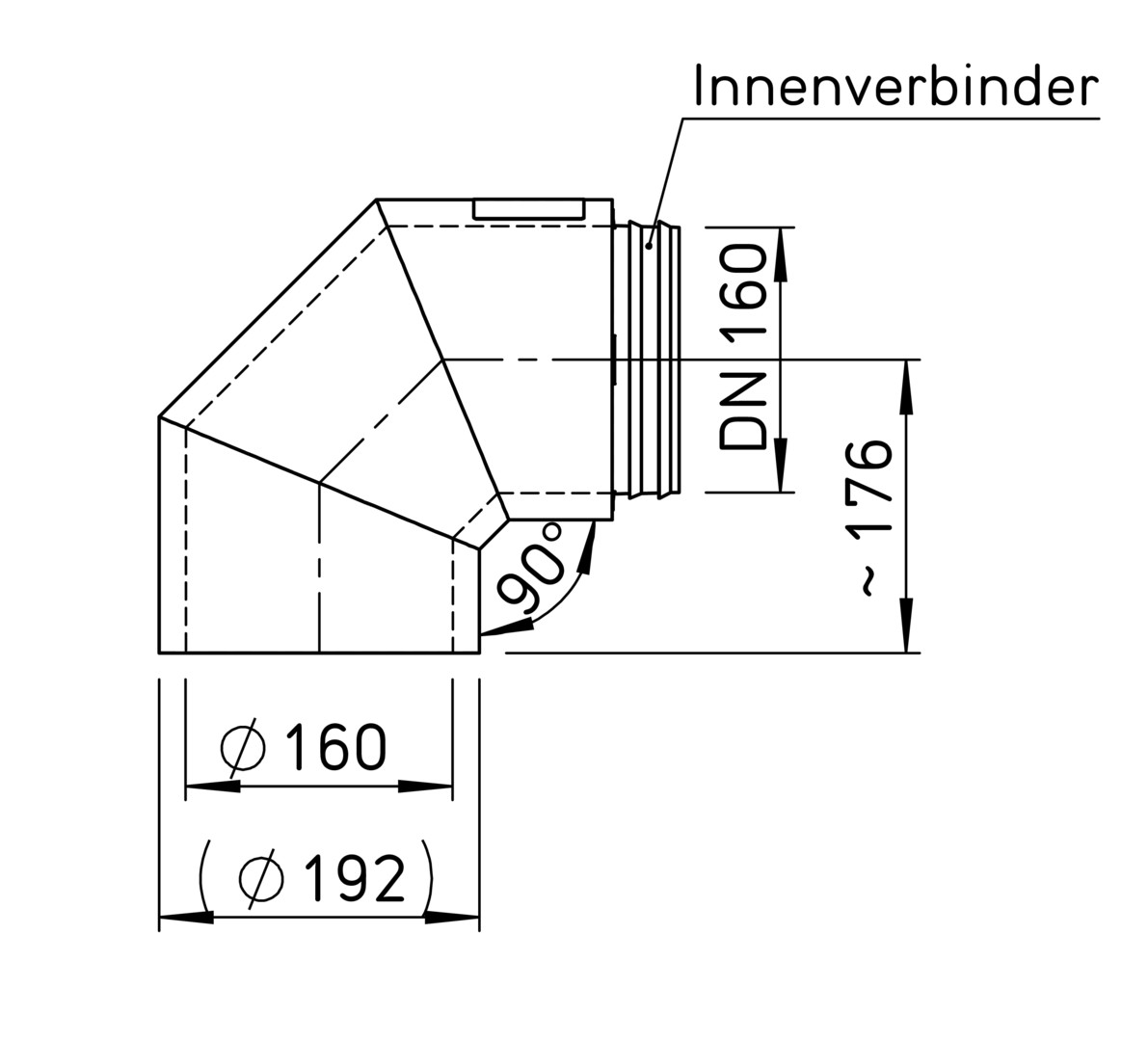 Helios IP-B 160/90 Grad, IsoPipe 90 Grad Bogen mit Innenverbinder ...